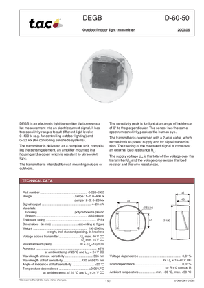 DEGB Outdoor/Indoor Light Transmitter Technical leaflet | Schneider ...