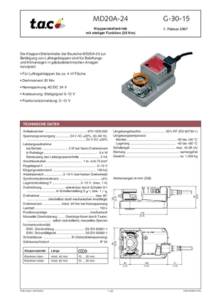 MD20A-24 Modulating Damper Actuator Action 20 Nm Technische Broschüre ...