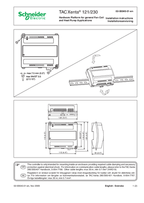 TAC Xenta 121/230 Hardware Platform for General Fan Coil and Heat Pump ...