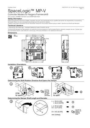 SpaceLogic™ MP-V Installation Sheet | Schneider Electric