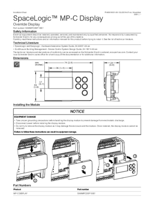 SpaceLogic™ MP-C Display Installation Sheet | Schneider Electric