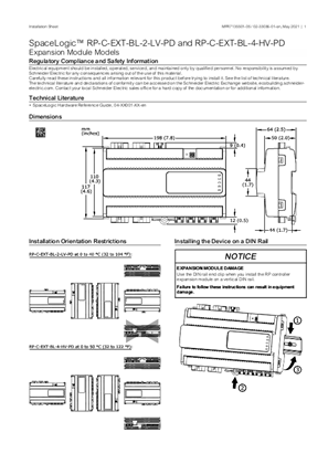 SpaceLogic™ RP-C-EXT-BL-2-LV-PD and RP-C-EXT-BL-4-HV-PD Installation ...