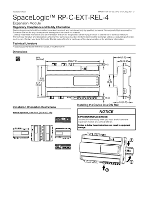 SpaceLogic™ RP-C-EXT-REL-4 Installation Sheet | Schneider Electric