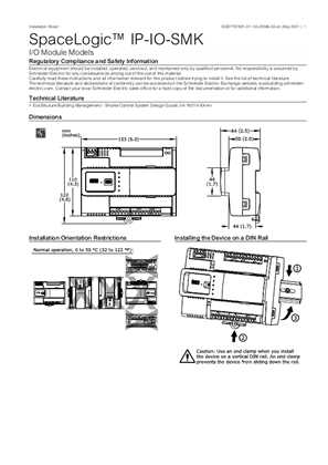 SpaceLogic™ IP-IO-SMK Installation Sheet | Schneider Electric