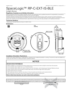 SpaceLogic RP-C-EXT-IS-BLE Installation Sheet | Schneider Electric