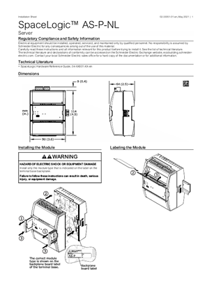 SpaceLogic™ AS-P-NL Installation Sheet | Schneider Electric