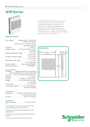 SHR Series Wall Mounted Humidity Sensors Technický katalogový list ...