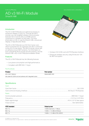 AD v3 Wi-Fi Module - SmartX HMI Specification Sheet Ficha técnica ...