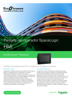 Pantalla del operador SpaceLogic - HMI Hoja de especificaciones ...