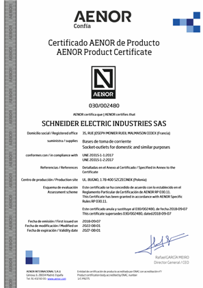 Certificado AENOR | Schneider Electric