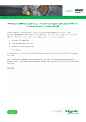 6-2-2022_PRODUCT CHANGE_ EcoStruxure Power Commission Software_05-04-22 Brochure | Schneider ...