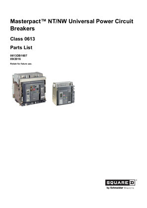 Masterpact NT/NW Universal Power Circuit Breakers Parts List Data ...