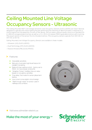 Ceiling Mounted Line Voltage Occupancy Sensor - Ultrasonic Handout ...