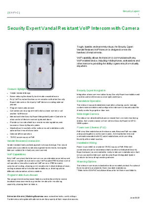 SX-IPI-C Security Expert - IP Intercom with Camera - Specification Sheet | Schneider Electric
