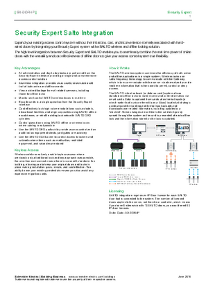 SX-DOR-IP Security Expert - SALTO Integration - Specification Sheet | Schneider Electric