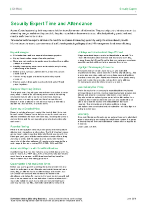 SX-TNA Security Expert - Time and Attendance - Specification Sheet ...