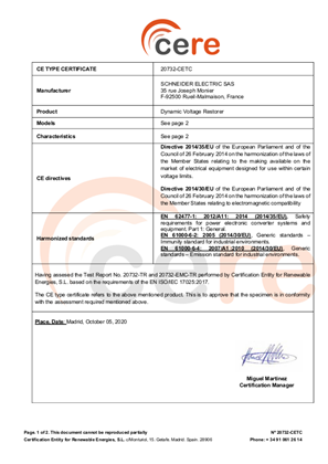 CE Declaration of Conformity Déclaration de conformité | Schneider Electric