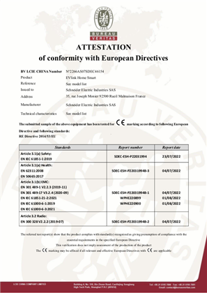 Attestation of conformity with European Directives - EVlink Home Smart ...