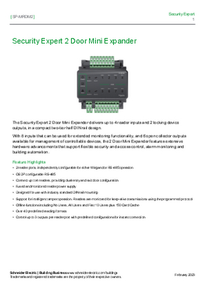 SP-MRDM2 Security Expert - 2 Door Mini Expander - Specification Sheet | Schneider Electric