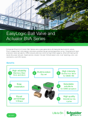 EasyLogic Ball Valves & Actuators BVA Series | Schneider Electric