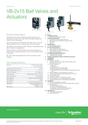 VB-2x15 Ball Valves and Actuators Selection Guide | Schneider Electric