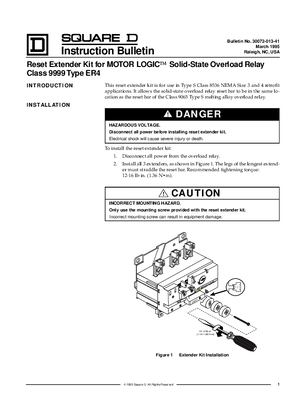 9999ER4 Reset Extender Kit for Motor Logic(TM) Solid-State Overload ...