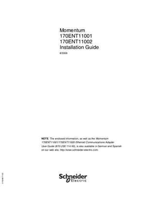 170ENT11001 / 170ENT11002 Ethernet TCP/IP Communication Adapter ...