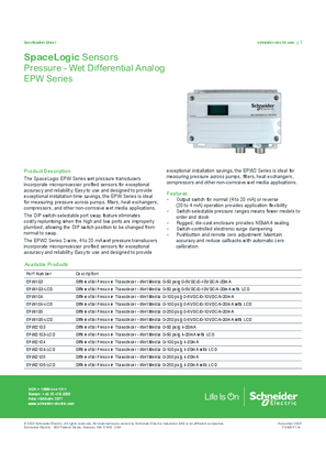 EPW Series Wet Media Pressure Transducer Specification Sheet ...