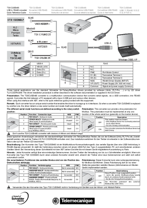 TSXCUSB485 Convertitore USB-RS485, Guida di riferimento Kurzanleitung ...