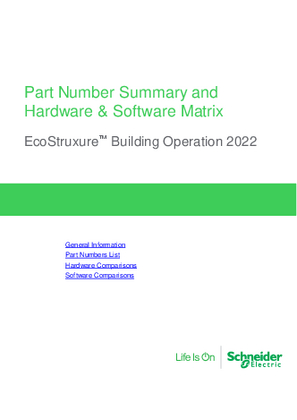 Part Number Summary and Hardware Software Matrix - EcoStruxure Building Operation 2022 ...