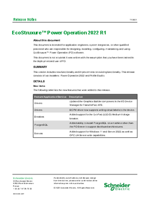 EcoStruxure Power Operation - 2022 R1 - Release Notes | Schneider Electric