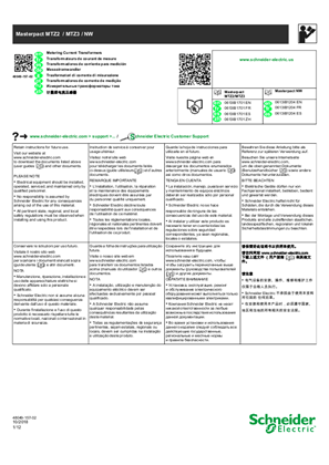 MasterPacT MTZ2 / MTZ3 / NW Metering Current Transformers Installation ...
