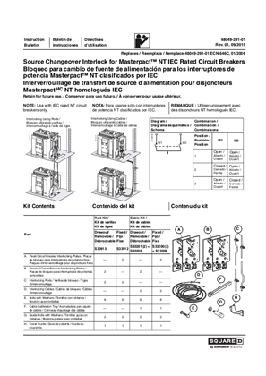 MasterPacT NT Circuit Breakers Source Changeover Interlock Installation ...