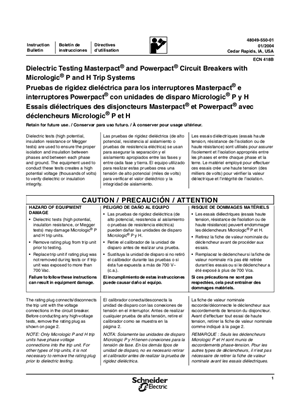 Dielectric Testing MasterPacT and PowerPacT Circuit Breakers with ...