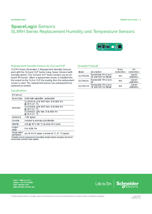 SpaceLogic Sensors - SLXRH Series Generation 2 Replacement Humidity ...