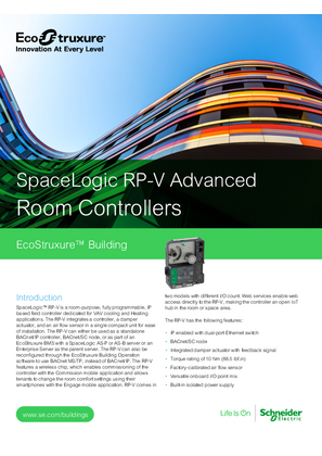 SpaceLogic RP-V Advanced - Room Controllers Specification Sheet_2025-06-02 | Schneider Electric