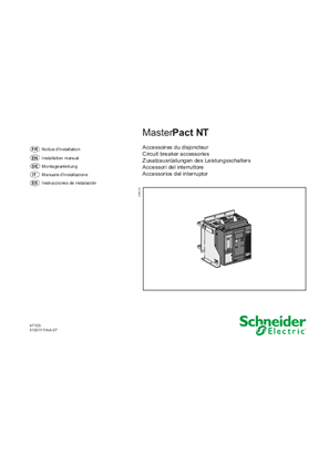 MasterPact NT - Circuit-Breaker accessories - Instruction Sheet | 슈나이더 일렉트릭