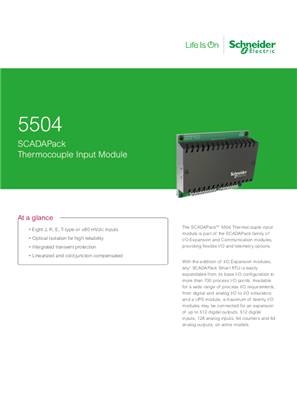 5504 SCADAPack Thermocouple Input Datasheet Letter | Schneider Electric