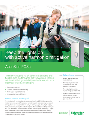 AccuSine PCSn Series Active Harmonic Filters Brochure | Schneider Electric