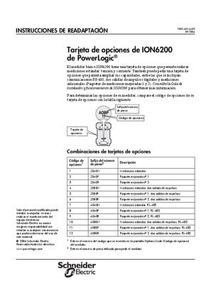 Tarjeta de opciones de ION6200 de PowerLogic Guía de usuario ...