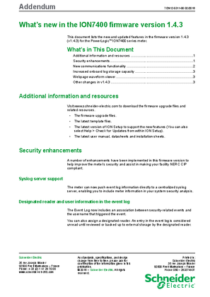 What’s new in ION7400 v1.4.3 Guia do usuário | Schneider Electric
