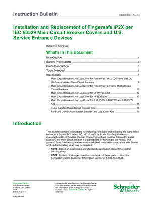 Installation and Replacement of Fingersafe Covers IP2X per IEC 60529 ...