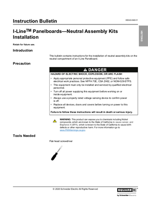 Tableros I-Line: instalación de los kits de ensamble de neutro ...