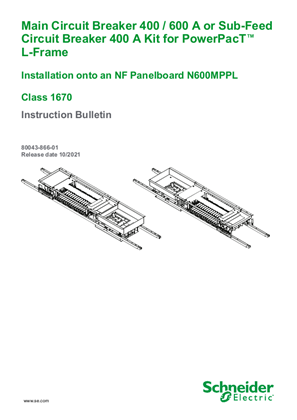 Main Circuit Breaker 400 / 600 A or Sub-Feed Circuit Breaker 400 A Kit ...