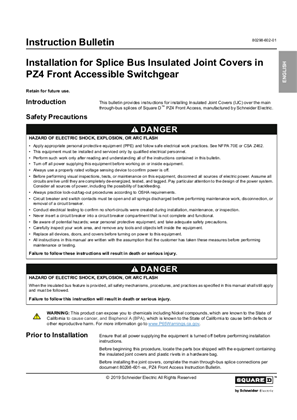 Installation for Splice Bus Insulated Joint Covers in PZ4 Front ...