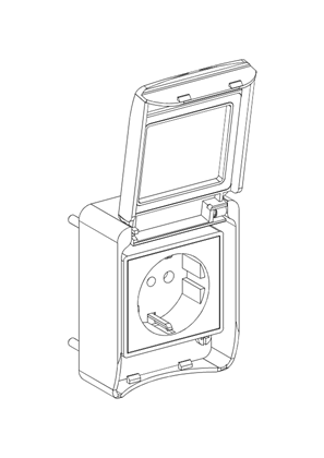 Mureva PK Domestic Socket 2P-E 10/16 A 250 V (Schuko) IP65 - 3D CAD ...