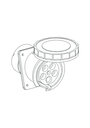 Mureva PK Panel Socket angled 125A 3P-N-E 380-415V IP67 - 3D CAD ...