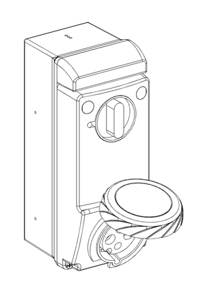 Mureva PKB wall Socket w/interlock 32A 3P-E 380-415V IP65 3h - 3D CAD ...