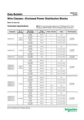 Wire Classes—Enclosed Power Distribution Blocks Data Bulletin ...