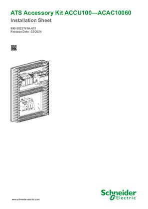 ATS Accessory Kit ACCU100_ACAC10060 Installation Sheet | Schneider Electric